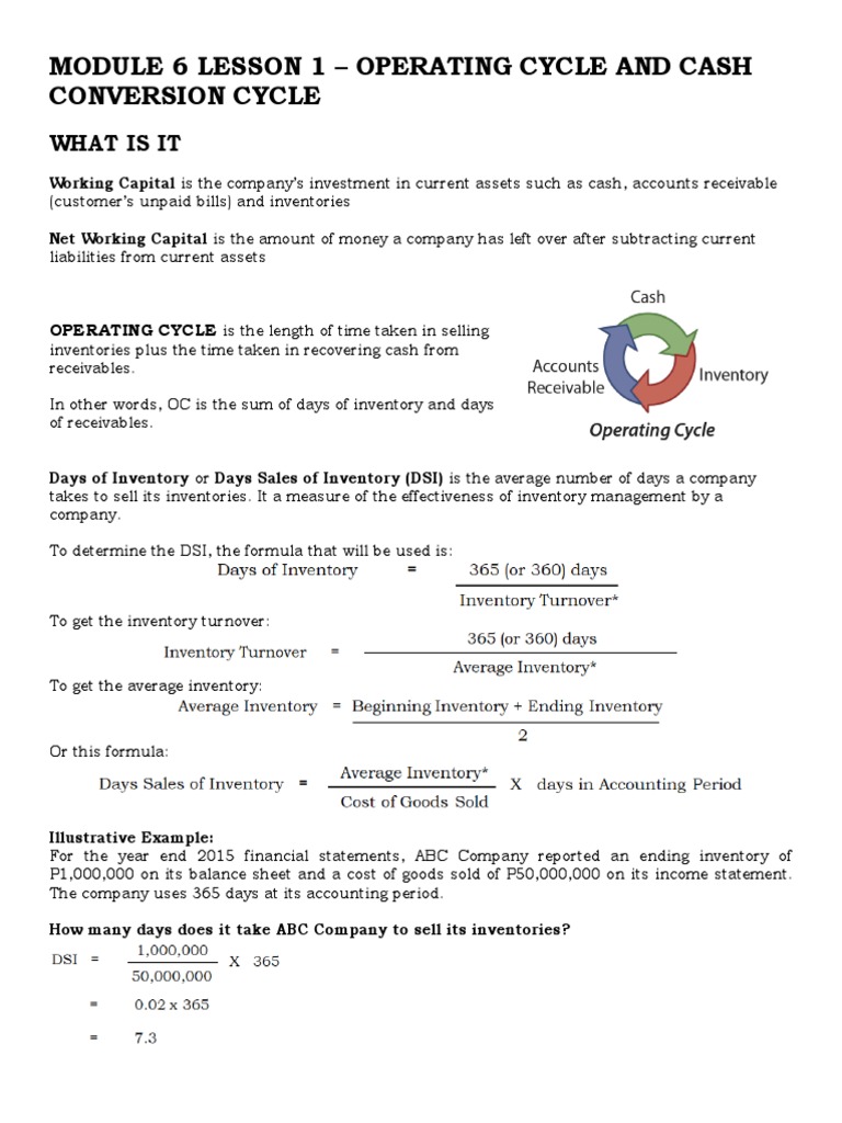 Operating Cycle and Cash Conversion Insights | PDF | Accounts Payable ...