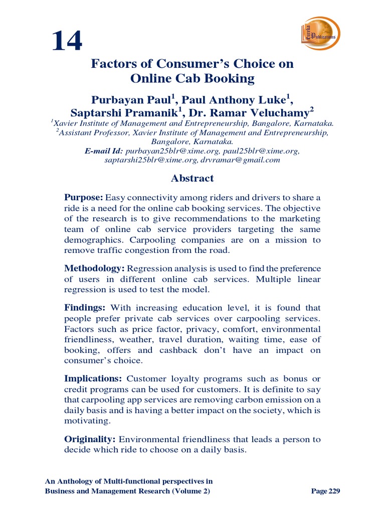 Online Cab Booking Consumer Factors | PDF | Dependent And Independent Variables | Taxicab
