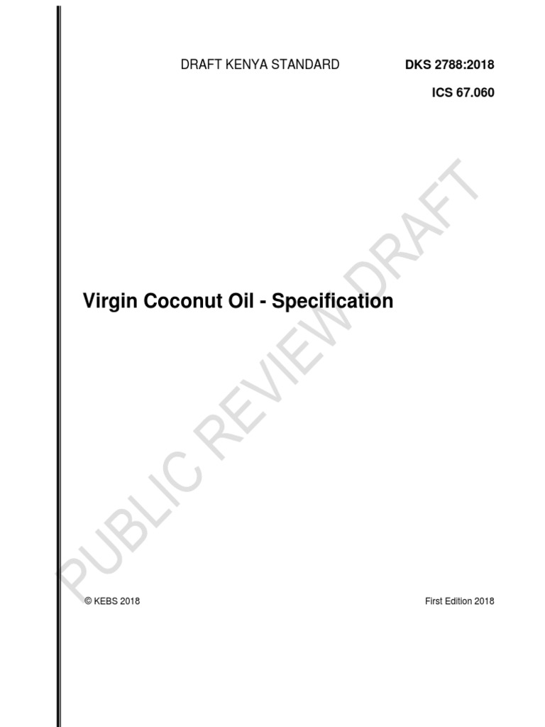 Ks 2788 2018 Virgin Coconut Oil Specification | PDF | Fat | Vegetable Oil