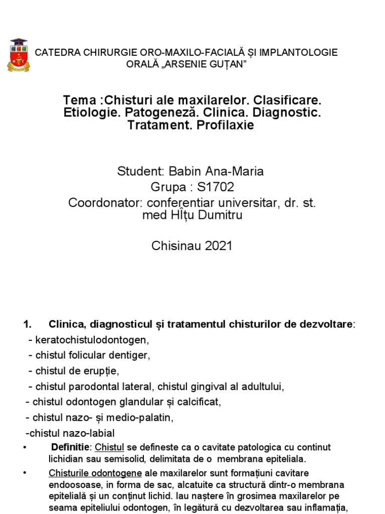 Tema 11 Chisturi Odontogene Babin | PDF