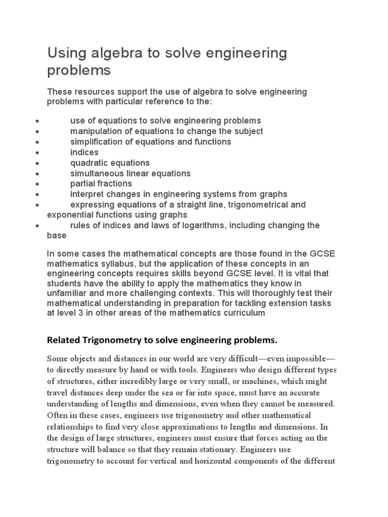 Using Algebra To Solve Engineering Problems | PDF | Art