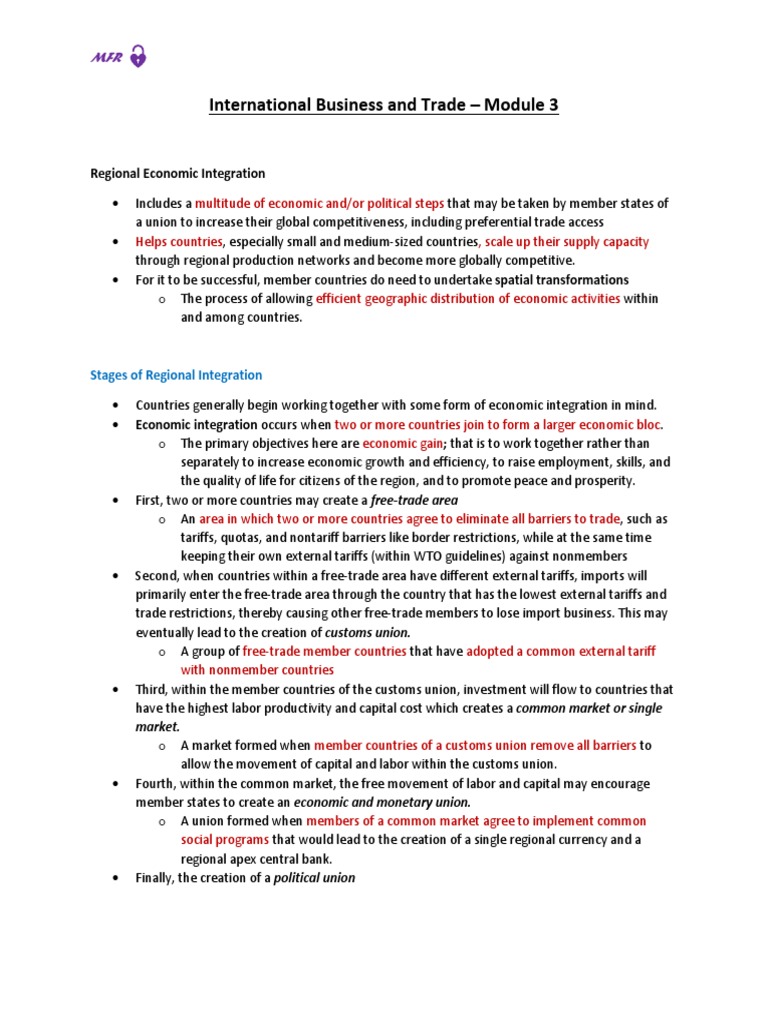 International Business and Trade - Module 3 | PDF | European Union ...