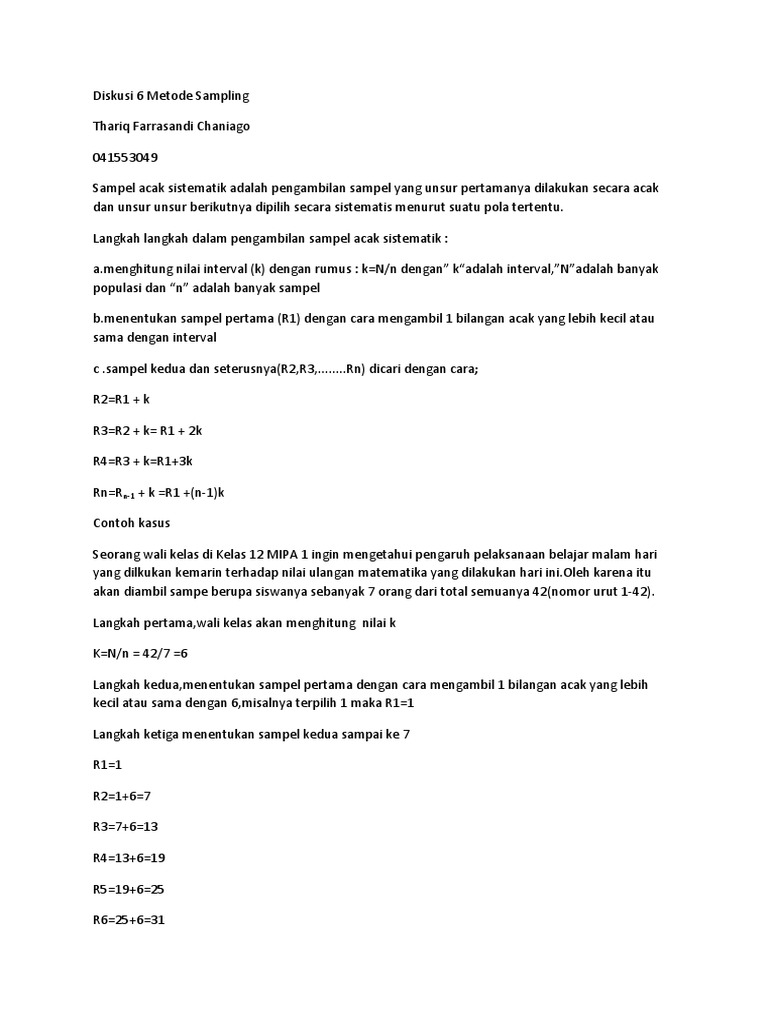 Diskusi 6 Metode Sampling | PDF