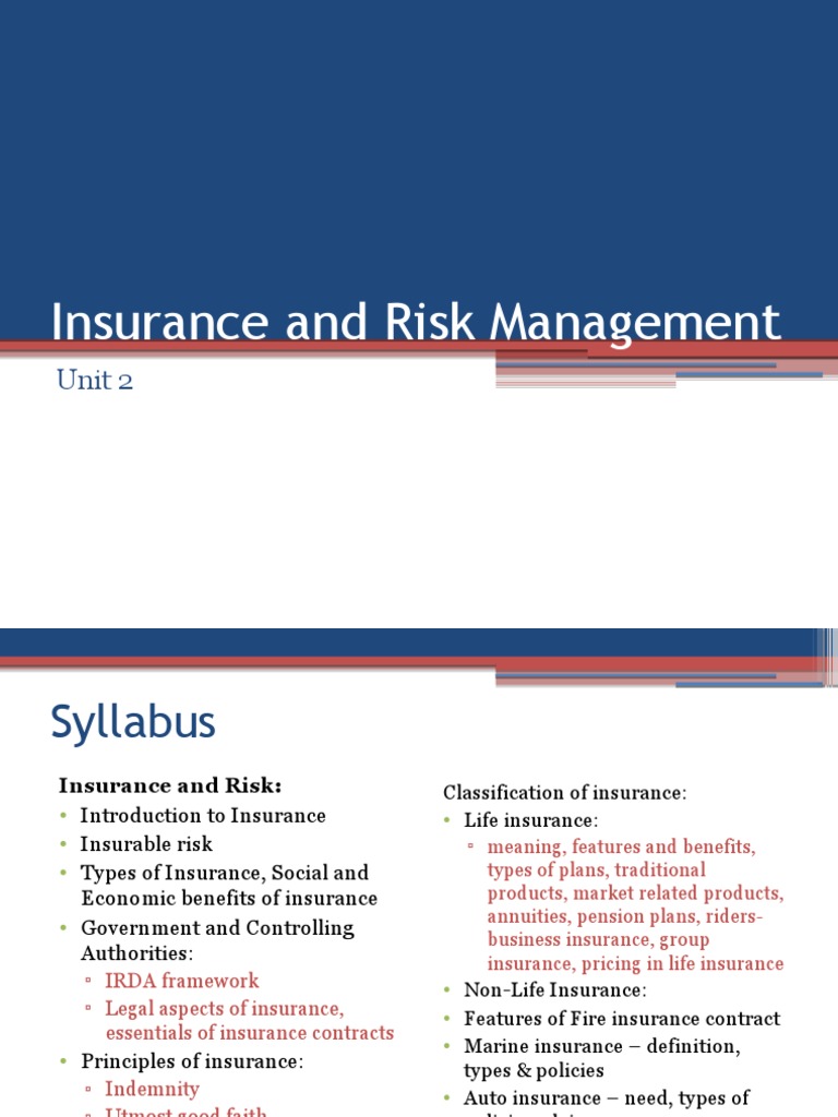 Insurance and Risk Management: Unit 2 | PDF