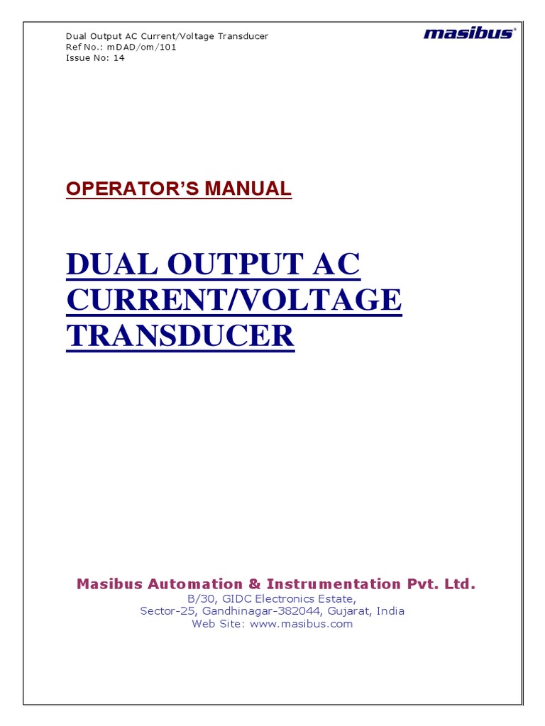 Dual Output Ac Current - Voltage Transducer | PDF | Power Supply ...