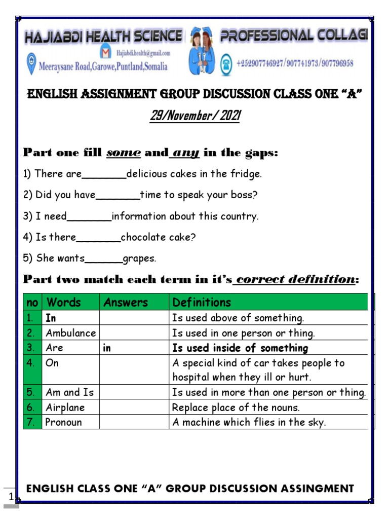 English Class 1A Group Discussion Assignment | PDF | English Language ...