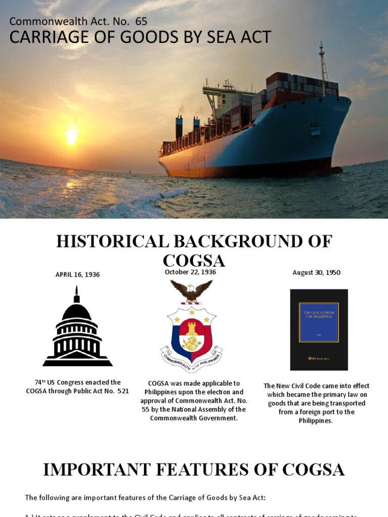 Carriage of Goods by Sea Act | Download Free PDF | Bill Of Lading ...