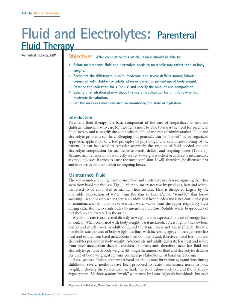 Fluid and Electrolytes | PDF | Dehydration | Saline (Medicine)