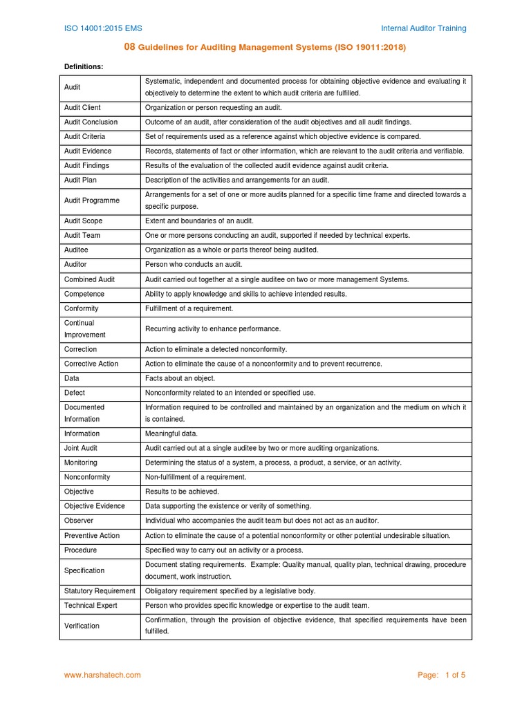 Guidelines For Auditing Management Systems - IsO 19011-2018 | PDF ...