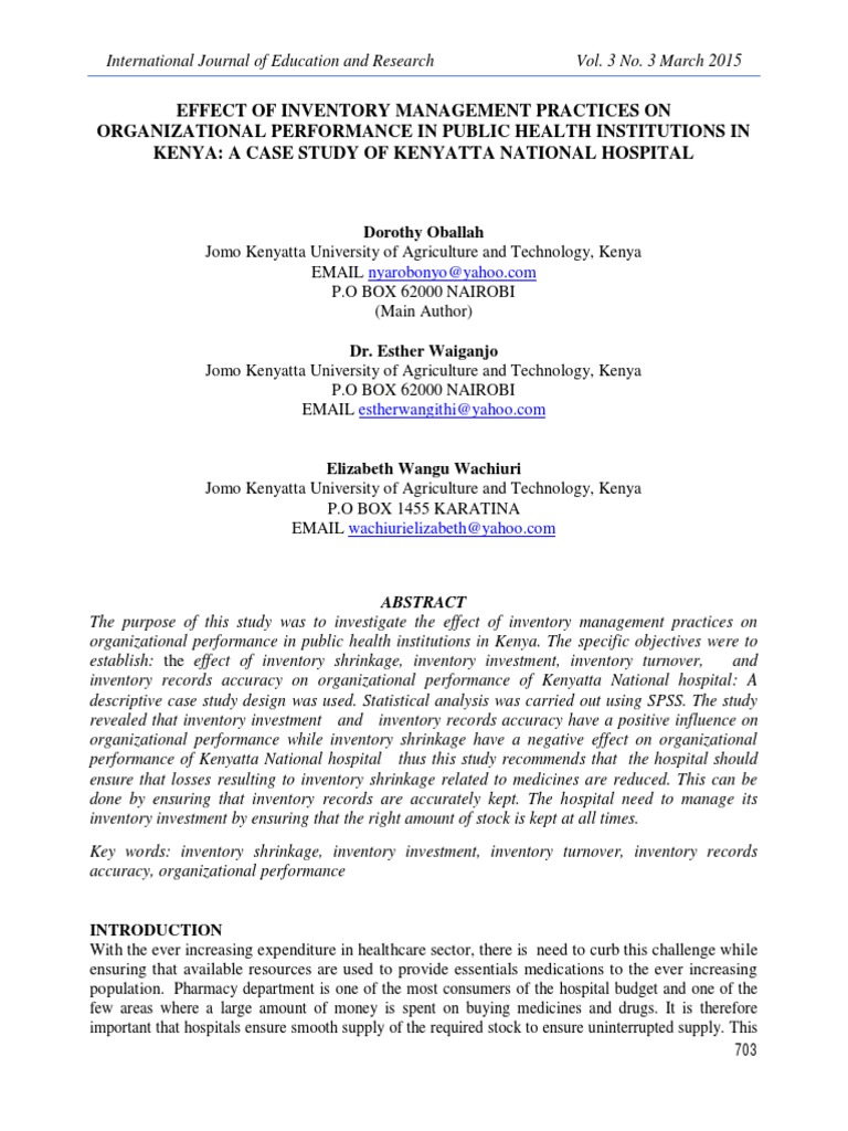 Effect of Inventory Management Practices | PDF | Inventory | Economics