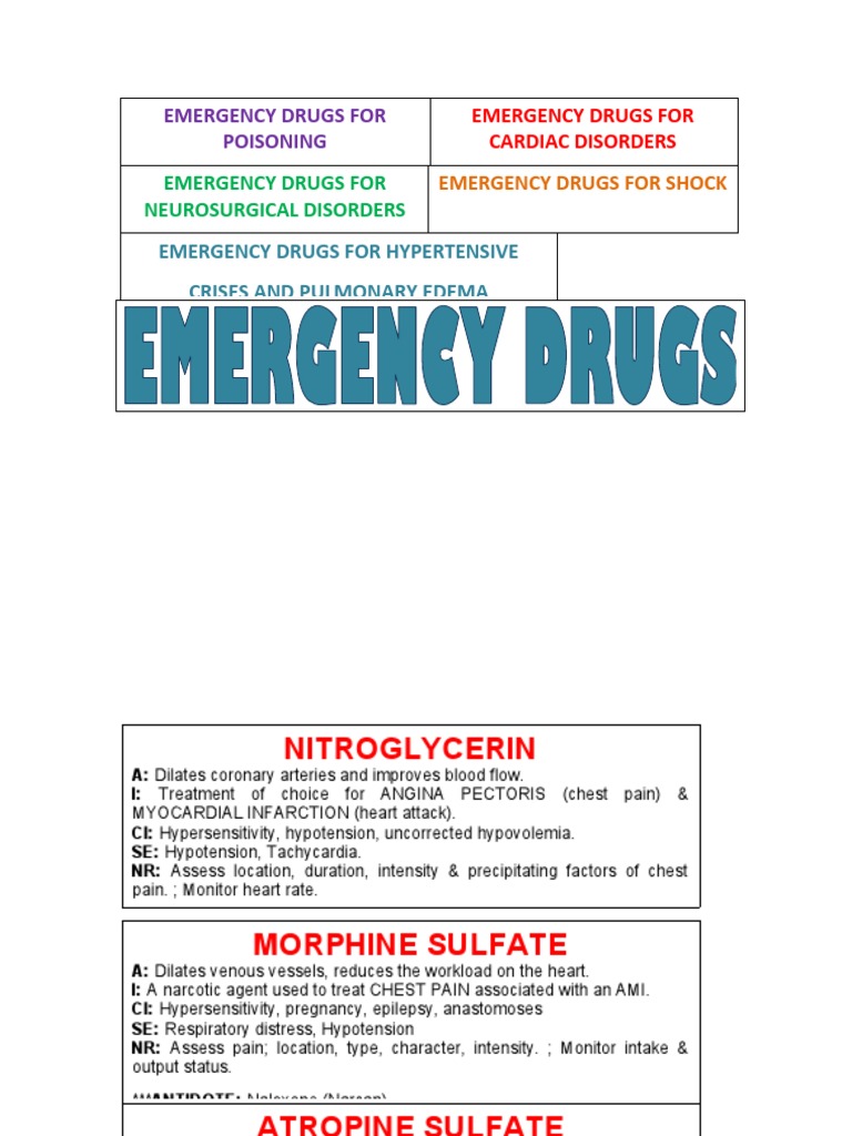 Emergency Drugs For Neurosurgical Disorders | PDF | Heart | Cardiology