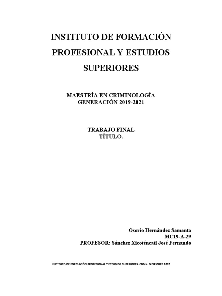 Ejemplo de Portada Trabajo Final | PDF