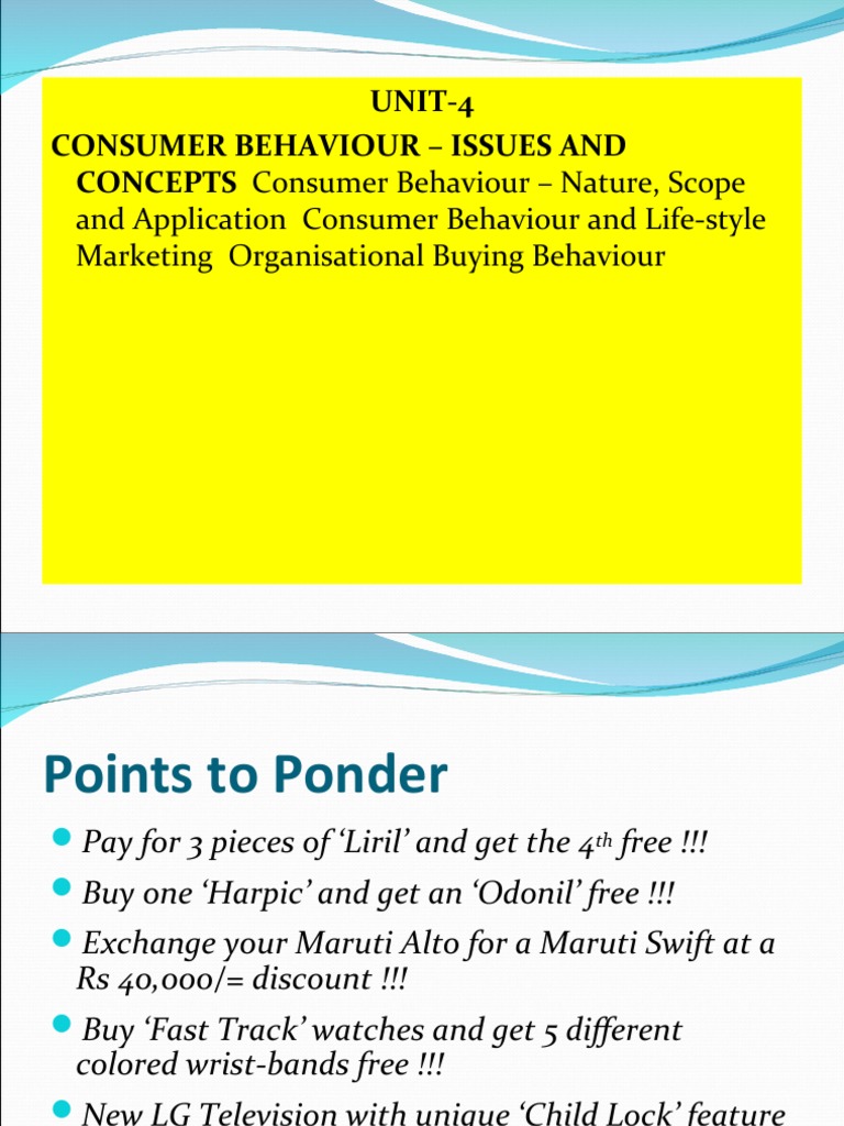 UNIT-4 Consumer Behaviour - Issues and CONCEPTS Consumer Behaviour ...