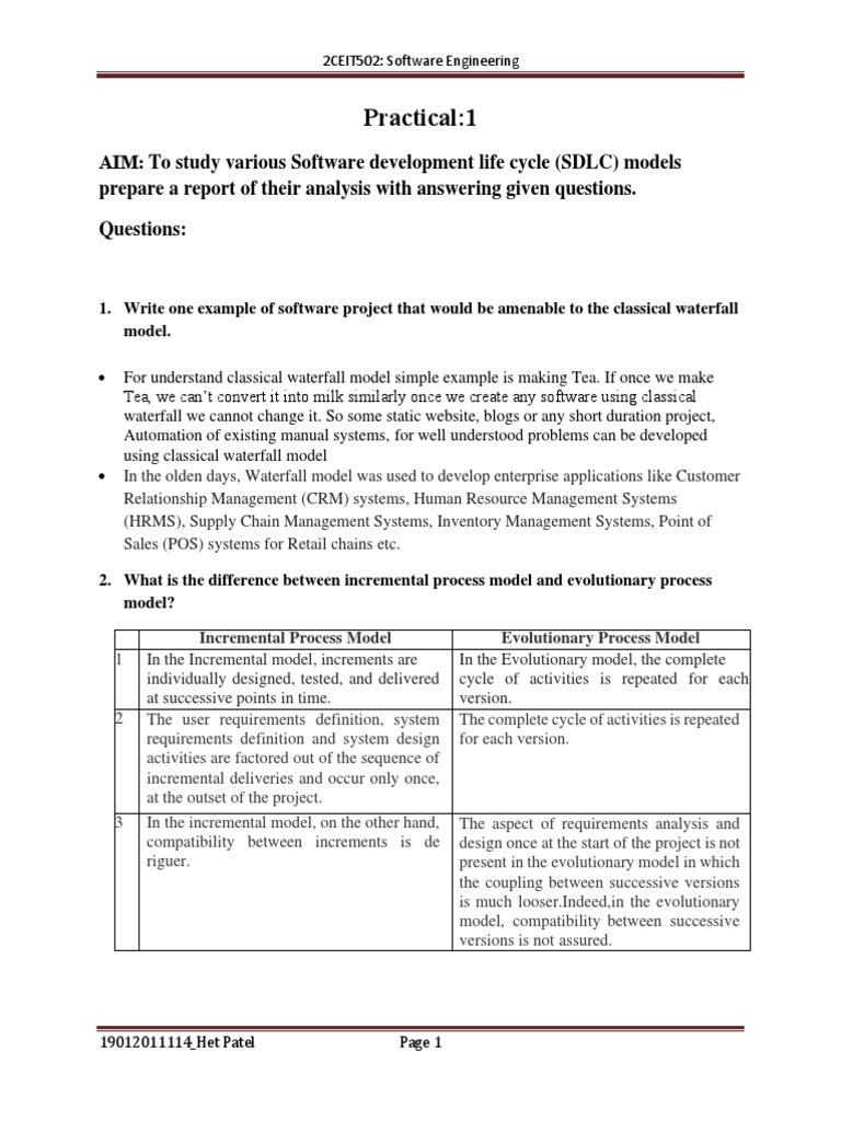 Software Engineering Practical 1 To 10 | Download Free PDF | Software Development Process ...