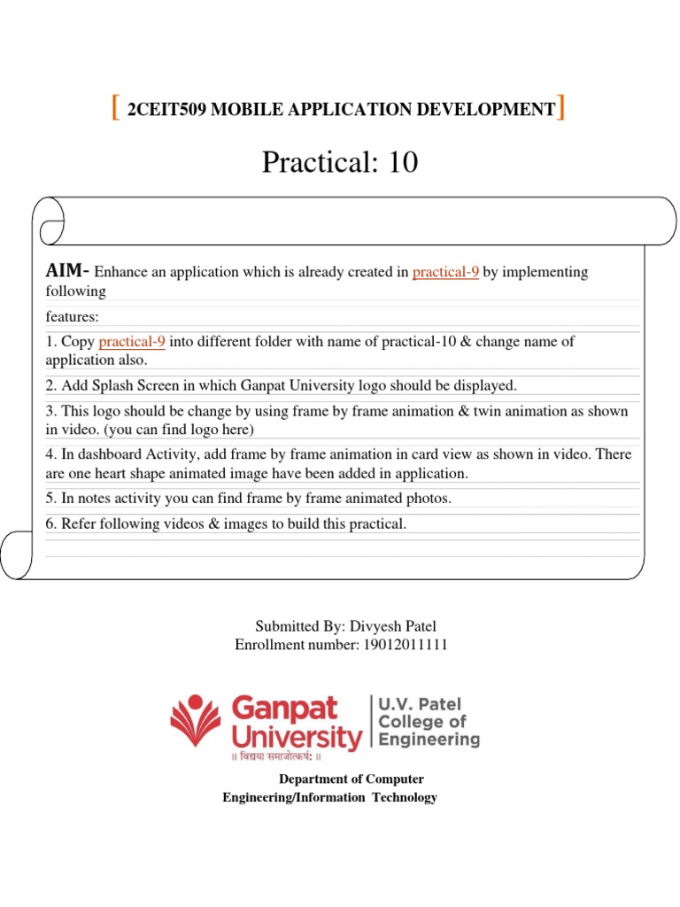Divyesh Patel - Practical-10 - MAD | PDF | Android (Operating System ...
