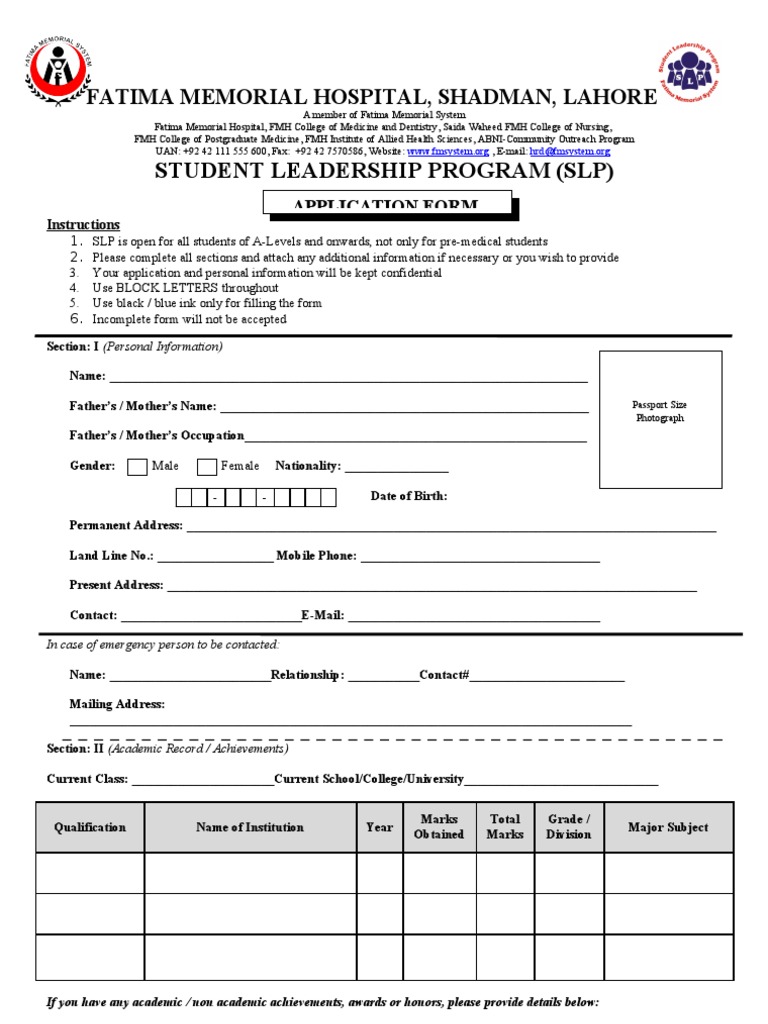 New (2) SLP Application Form | PDF | Vocational Education | Medicine