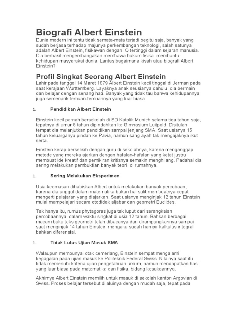 Biografi Albert Einstein | PDF