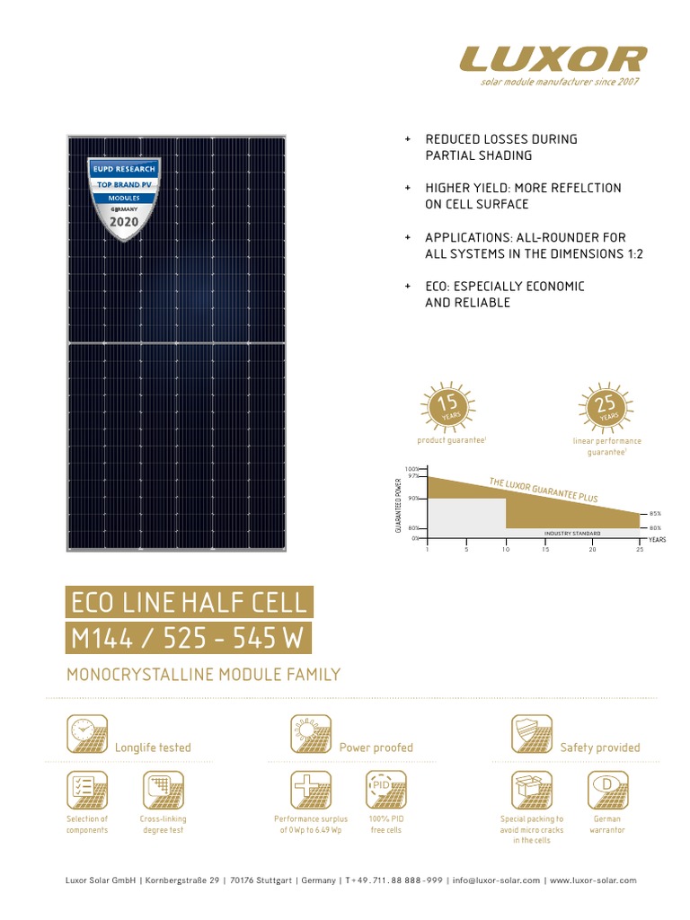 Luxor 525-545W | PDF | Manufactured Goods | Electricity