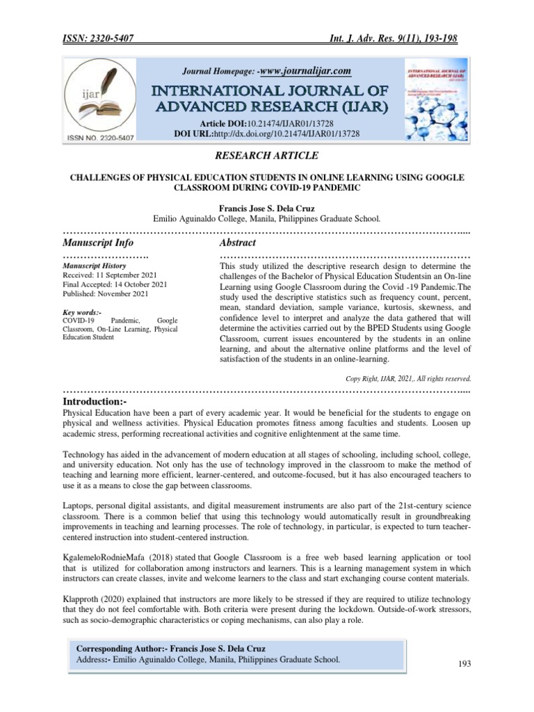 Challenges of Physical Education Students in Online Learning Using ...