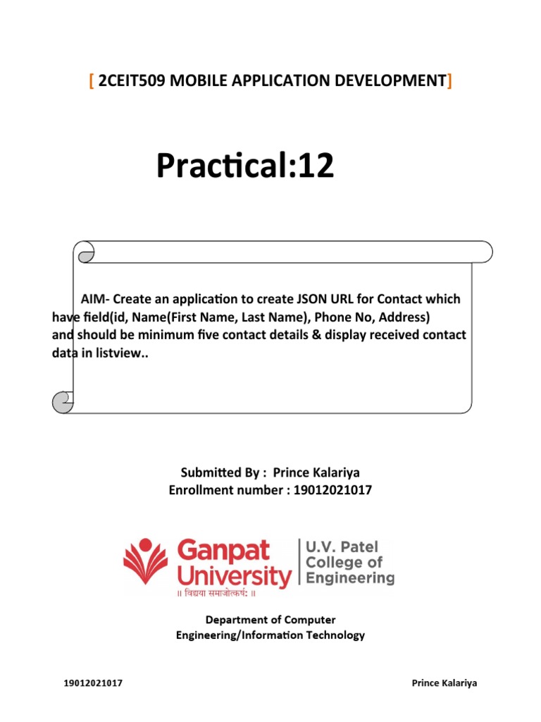 Practical:12: 2ceit509 Mobile Application Development | PDF | Android (Operating System ...