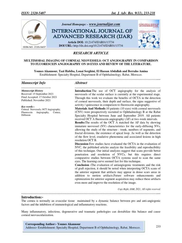 Journal Homepage: - : Introduction | PDF | Cornea | Angiography