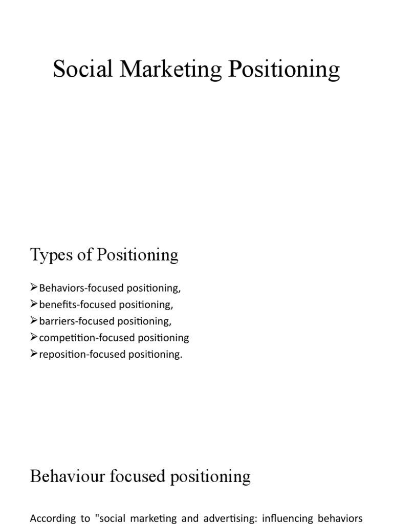 Social Marketing Positioning | PDF | Marketing | Behavior