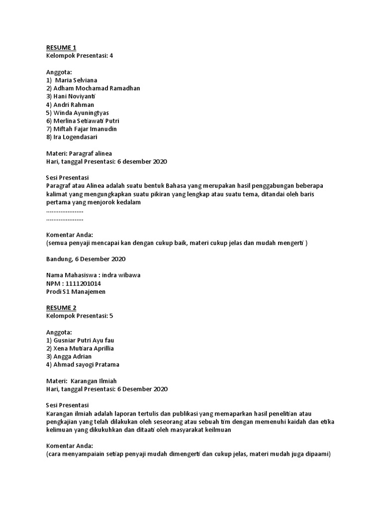 Resume Presentasi Kelompok 4 dan 5 | PDF