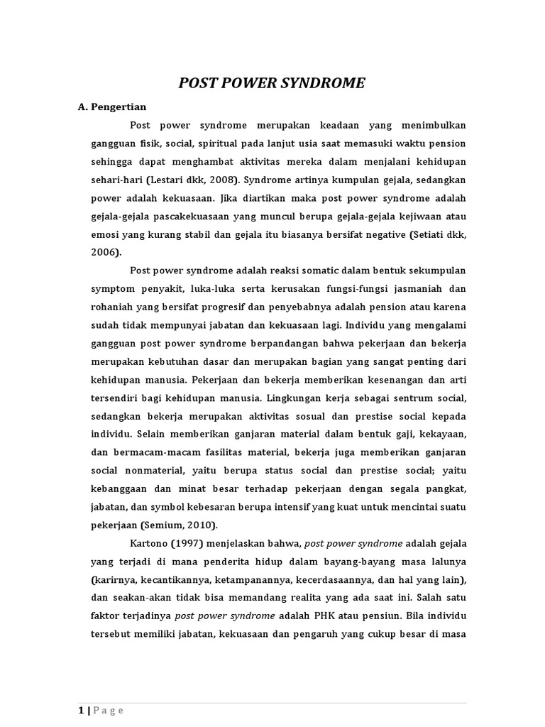 Materi Post Power Syndrome | PDF
