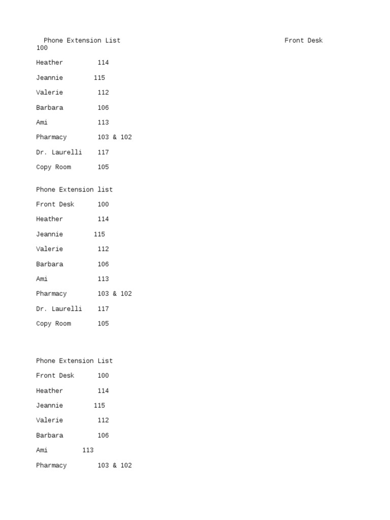 Phone Extension List | PDF