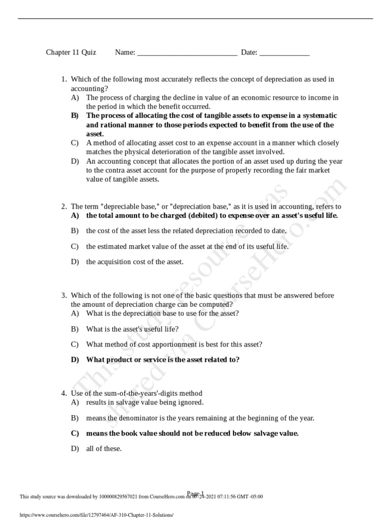 AF 310 Chapter 11 Solutions | PDF | Depreciation | Business Economics