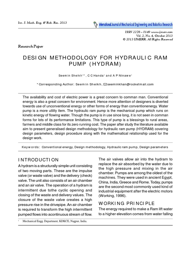 Ram Pump Design Solution | PDF | Reynolds Number | Pump