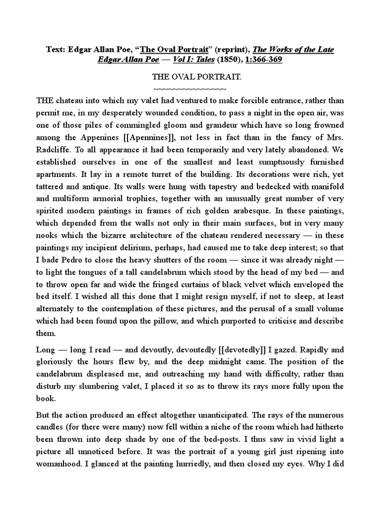 The Oval Portrait + Translations | PDF