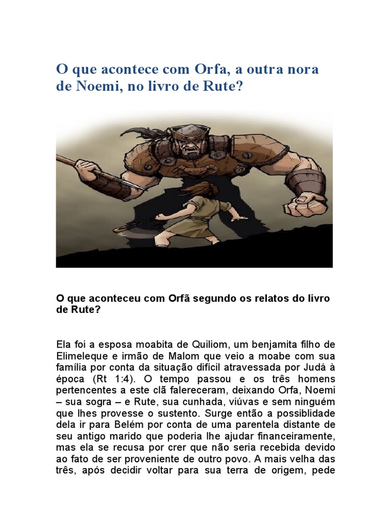 O Que Aconteceu Com Orfa Nora de Rute | PDF | Livro de Ruth