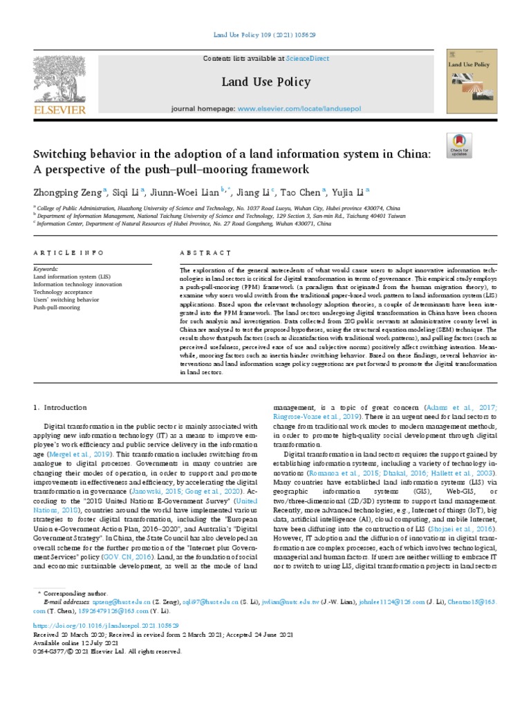 Switching Behavior in The Adoption of A Land Information System in ...