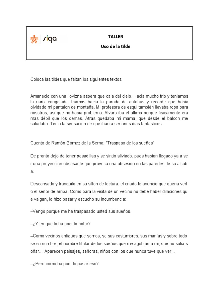 Ejercicios de Tildes para Practicar | PDF