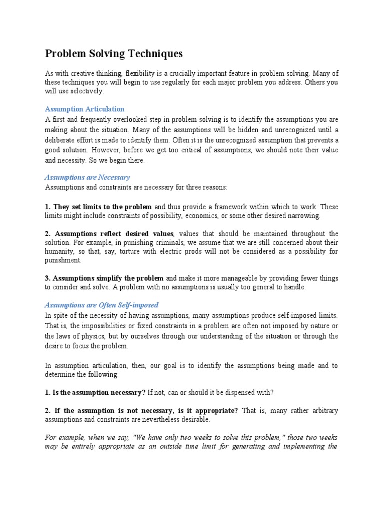 Techniques for Effective Problem Solving | PDF | Hypothesis | Heuristic