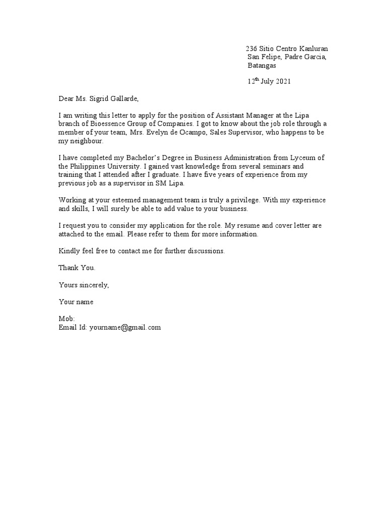 Application Letter For Fresh Graduate | PDF | Career & Growth