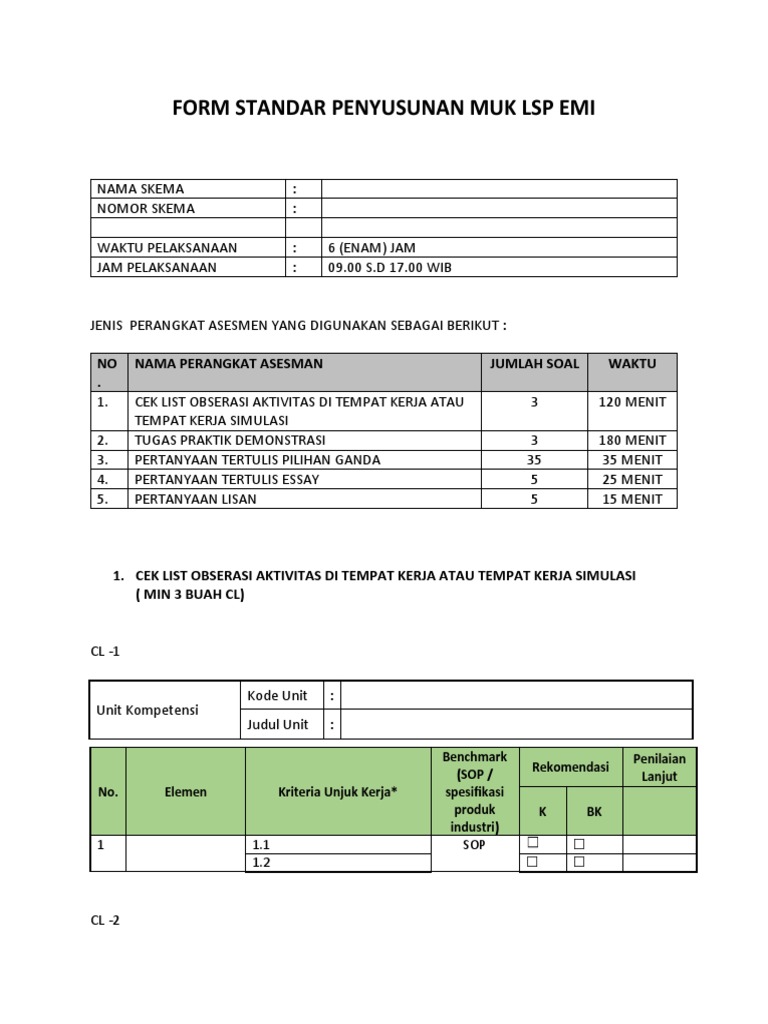 Panduan Penyusunan MUK LSP EMI | PDF | Teknologi & Rekayasa