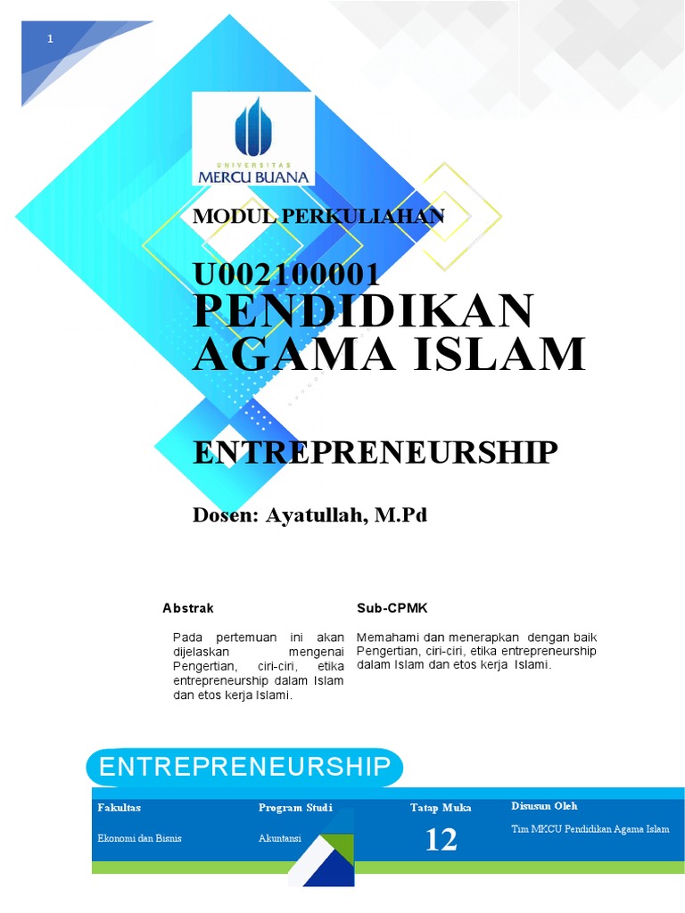 Modul - Entrepreneurship Dalam Islam | PDF