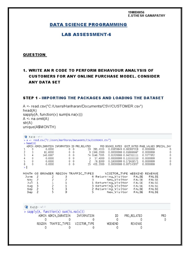 Data Science Programming Lab Assessment-6: Importing The Packages and ...