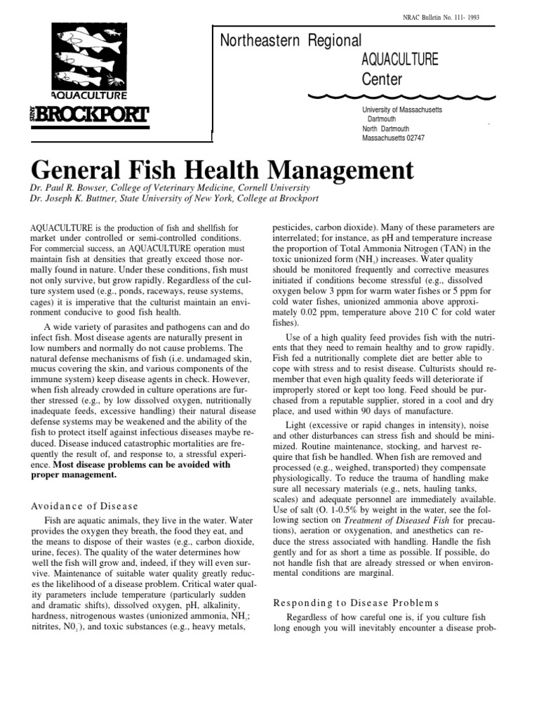 General Fish Health Management | PDF | Aquaculture | Sodium Chloride