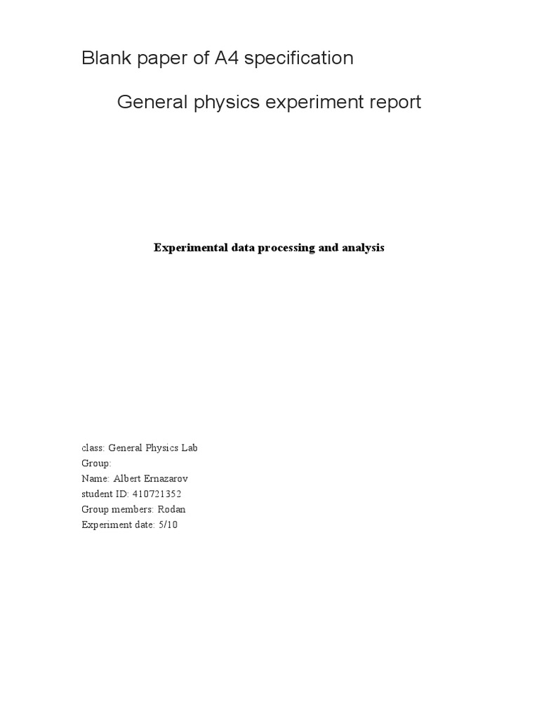 Blank Paper of A4 Specification General Physics Experiment Report | PDF ...
