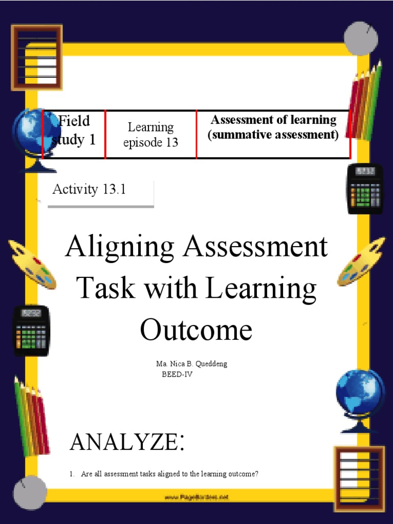 Aligning Assessment Task With Learning Outcome: Analyze | PDF | Wellness