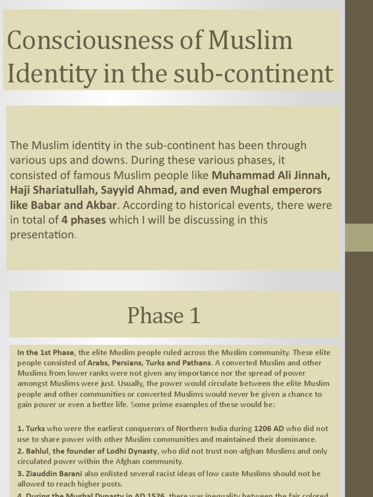 Consciousness of Muslim Identity in The Sub-Continent Presentation ...