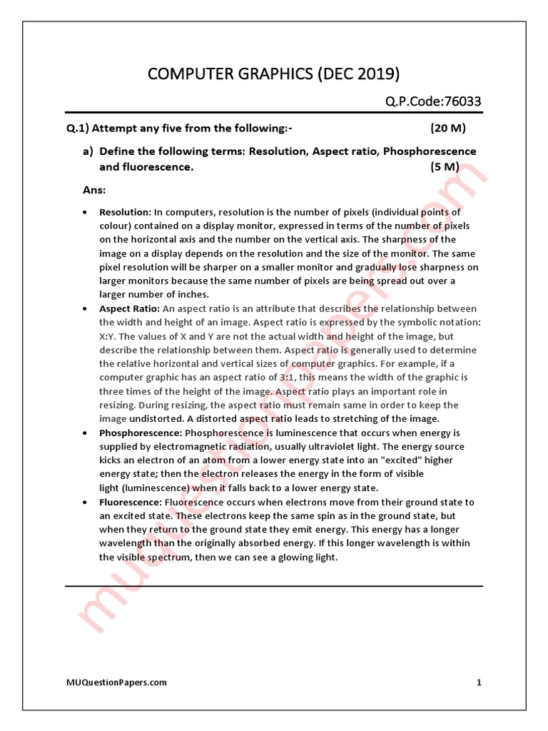 Be Computer-Engineering Semester-4 2019 December Computer-Graphics-Cbcgs | PDF