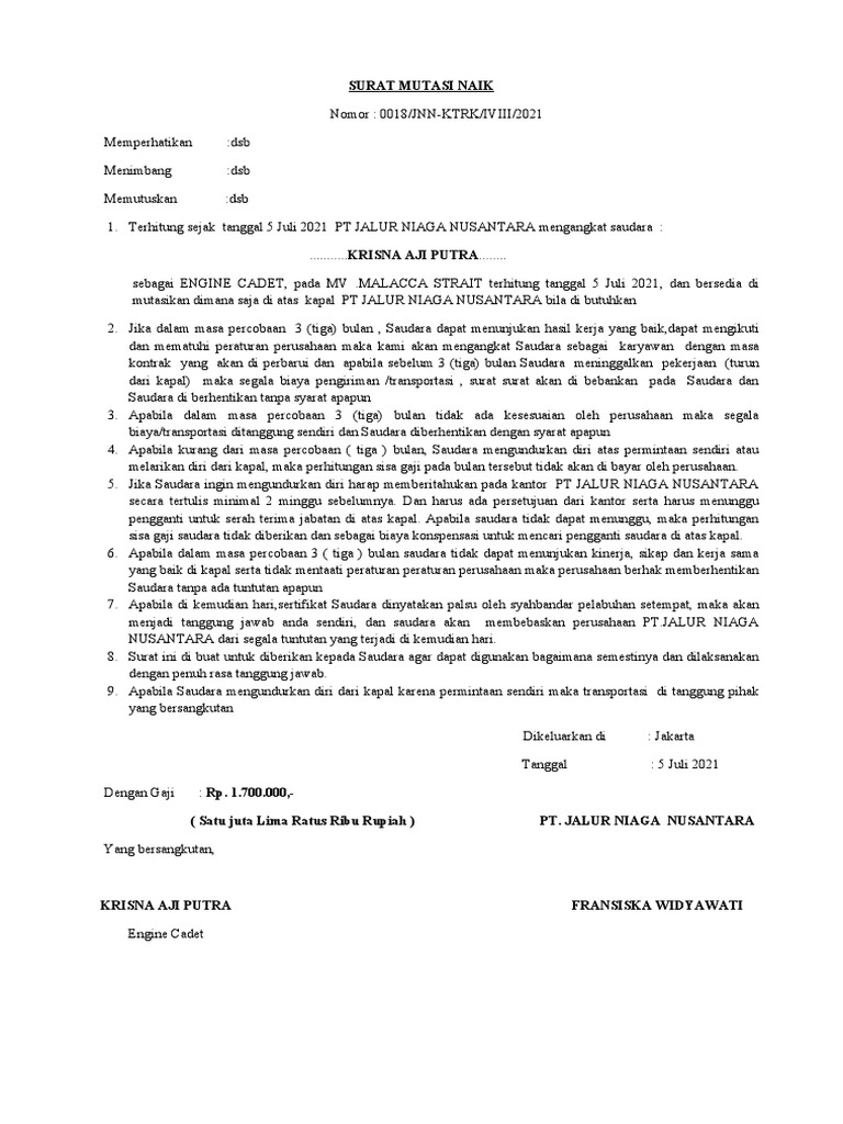 Mutasi On Krisna Aji Putra | PDF