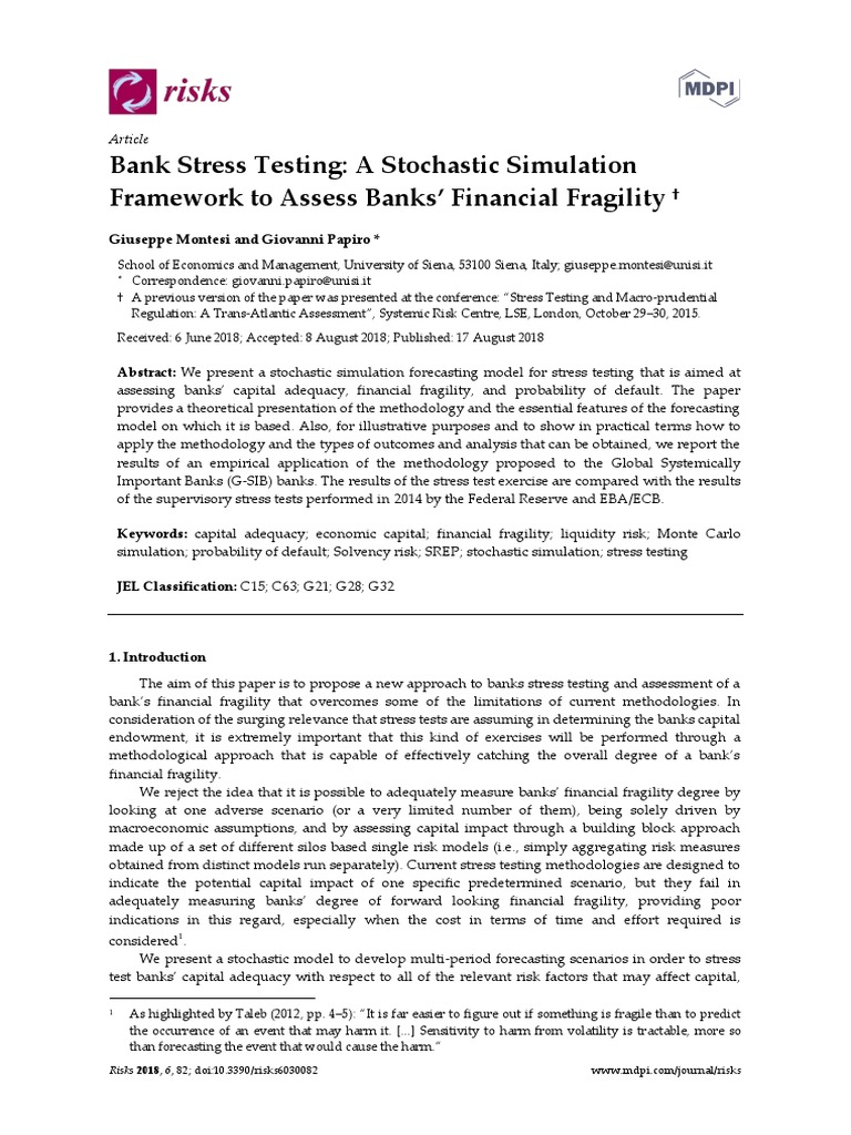 Bank Stress Testing A Stochastic Simulation Framew | PDF | Equity ...