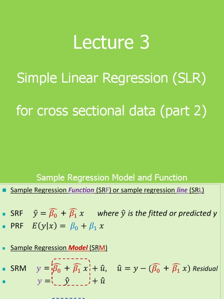 Econometrics Lecture 3 Simple Linear Regression (SLR) For Cross Sectional Data Part 2 | Download ...