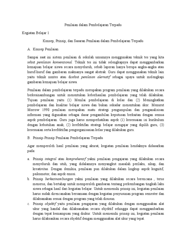 Resume Modul 5 KB 1 Dan 2 Pembelajaran Terpadu Di SD | PDF