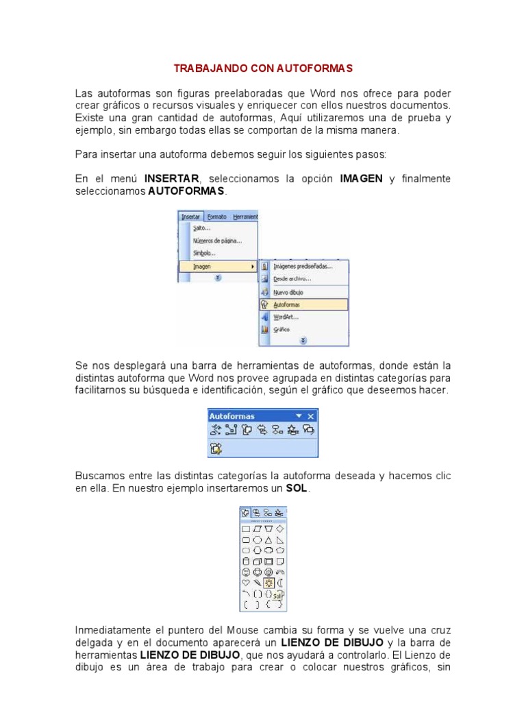 Uso de Autoformas en Word | PDF | Dibujo | Point and Click